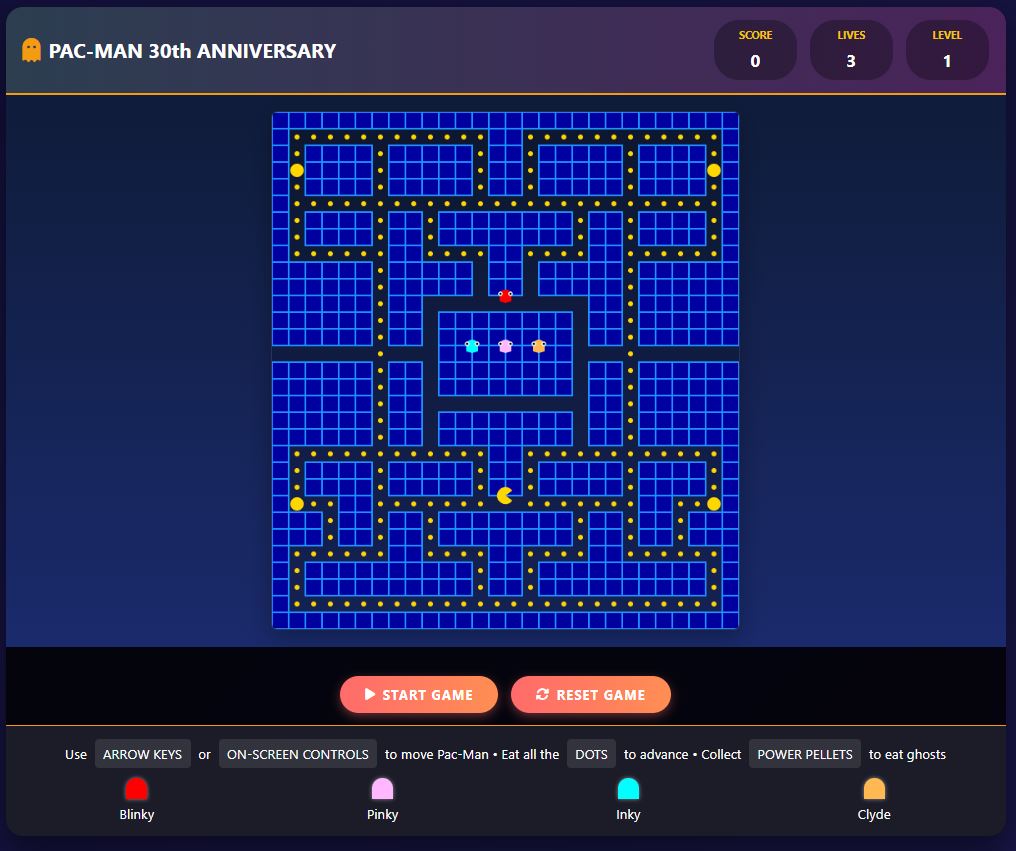 Pac-Man 30th Anniversary Edition - Play Free Online | Classic Arcade Game